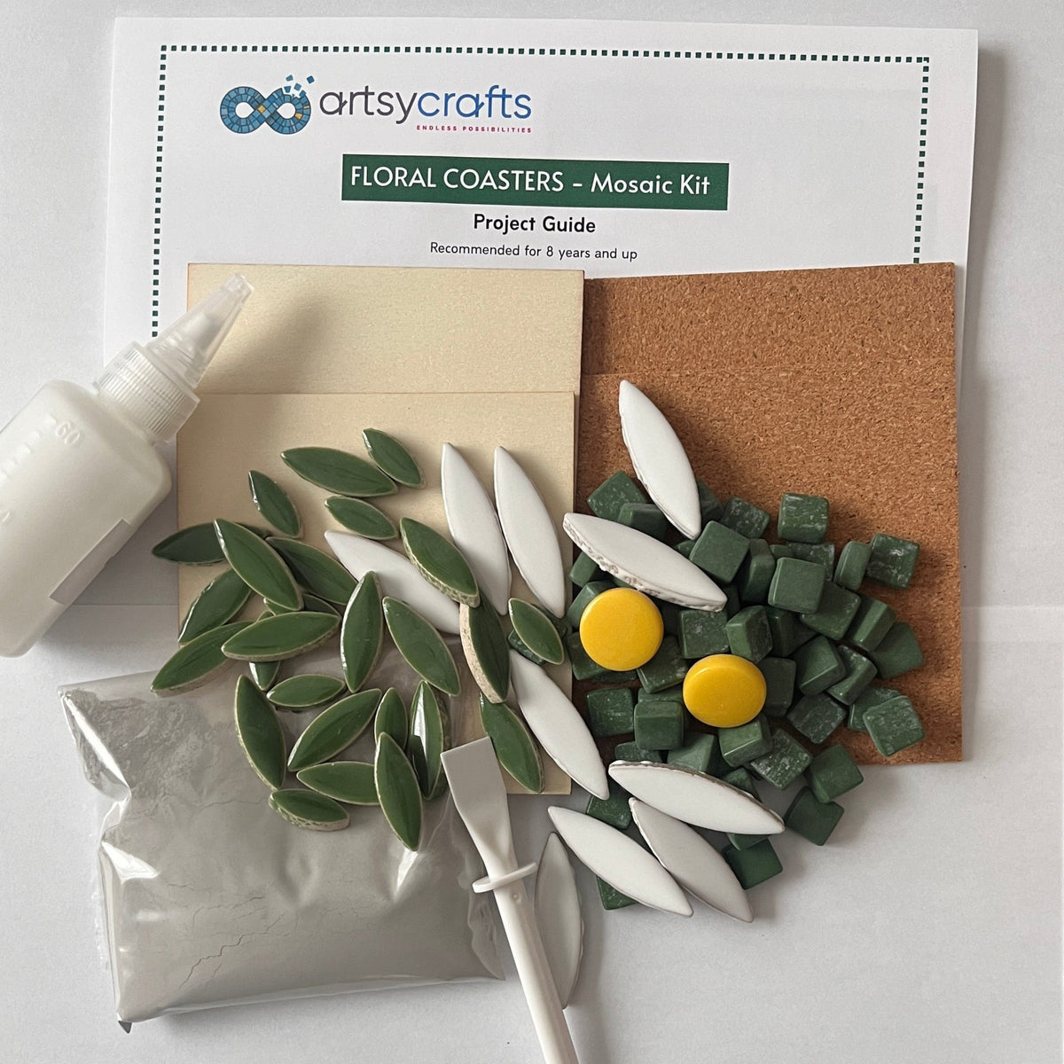 Floral Coasters Mosaic Kit White Petals – Artsy Crafts
